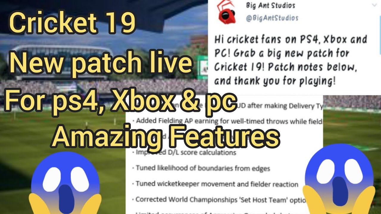 Cricket 19 New Patch Update for ps4 pc and Xbox full Details and ...