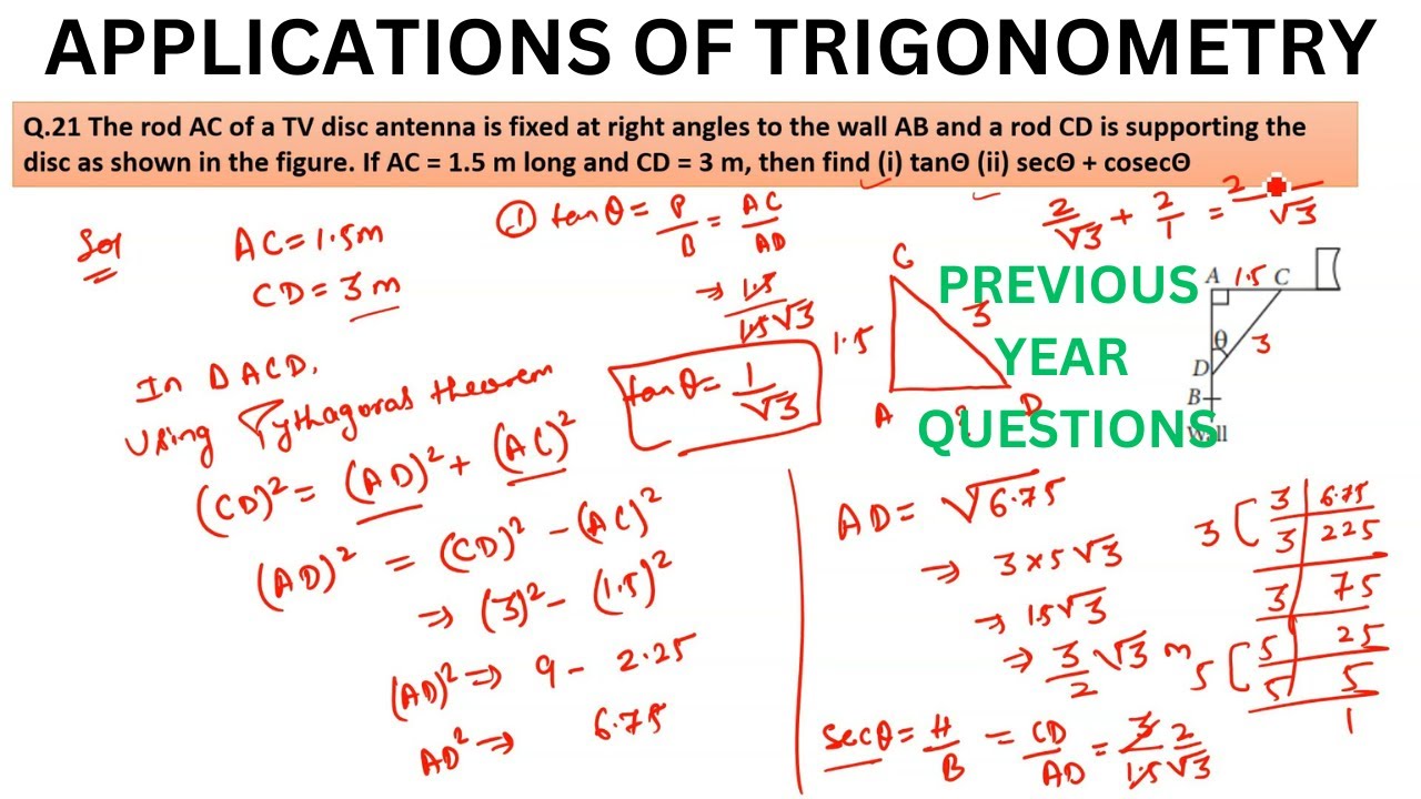 The rod AC of a TV disc antenna is fixed at right angles to the wall AB ...