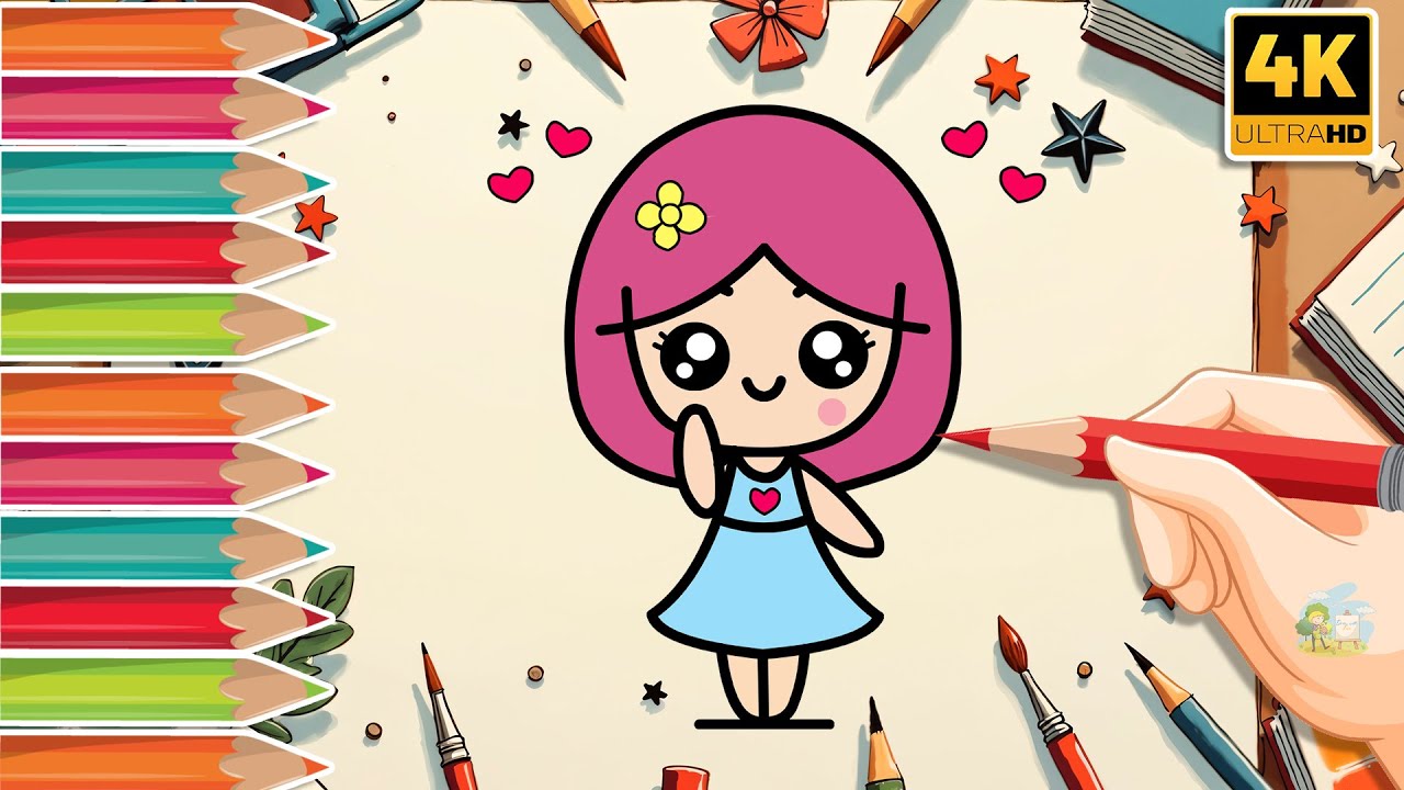 How to Draw a Cute Little Girl | Easy Drawing for Kids | Step-by-Step ...