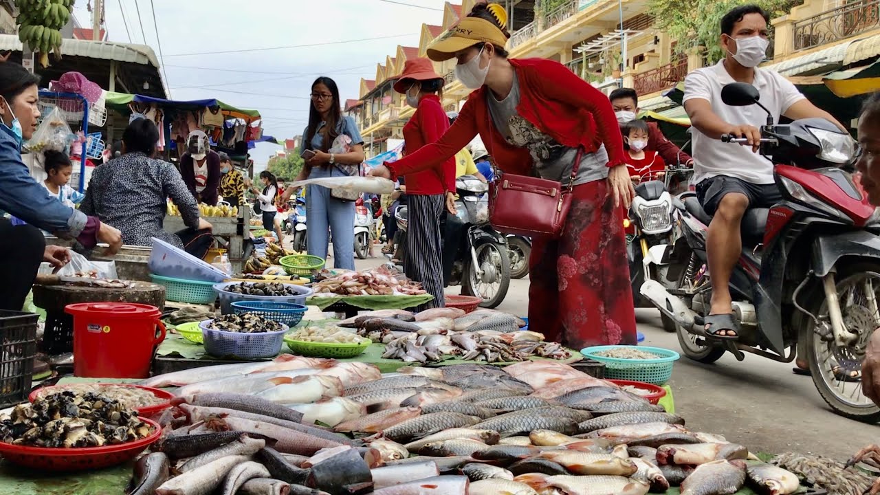 Awesome Exploring in Local Street Market, Fresh Fish, Vegetables ...