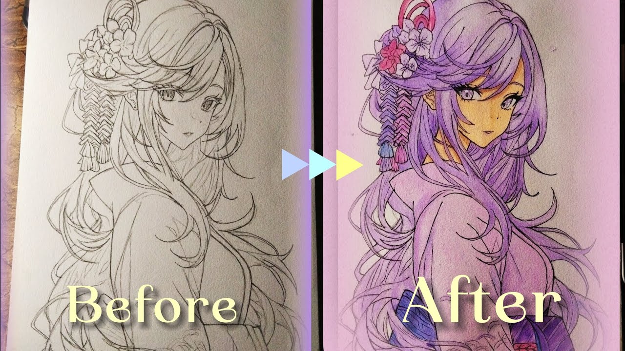 How to colour anime girl easy🎨💞🖌️//step by step //easy tutorial # ...