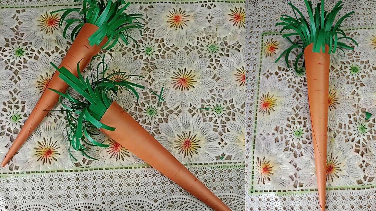 How To Make carrot From Craft Paper | Paper carrot | diy Paper craft ...