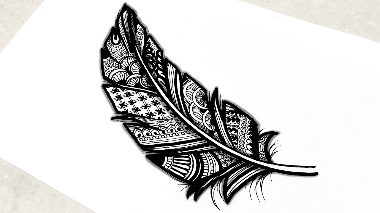 Feather Mandala Art Step by Step for Beginners | Zentangle art for ...