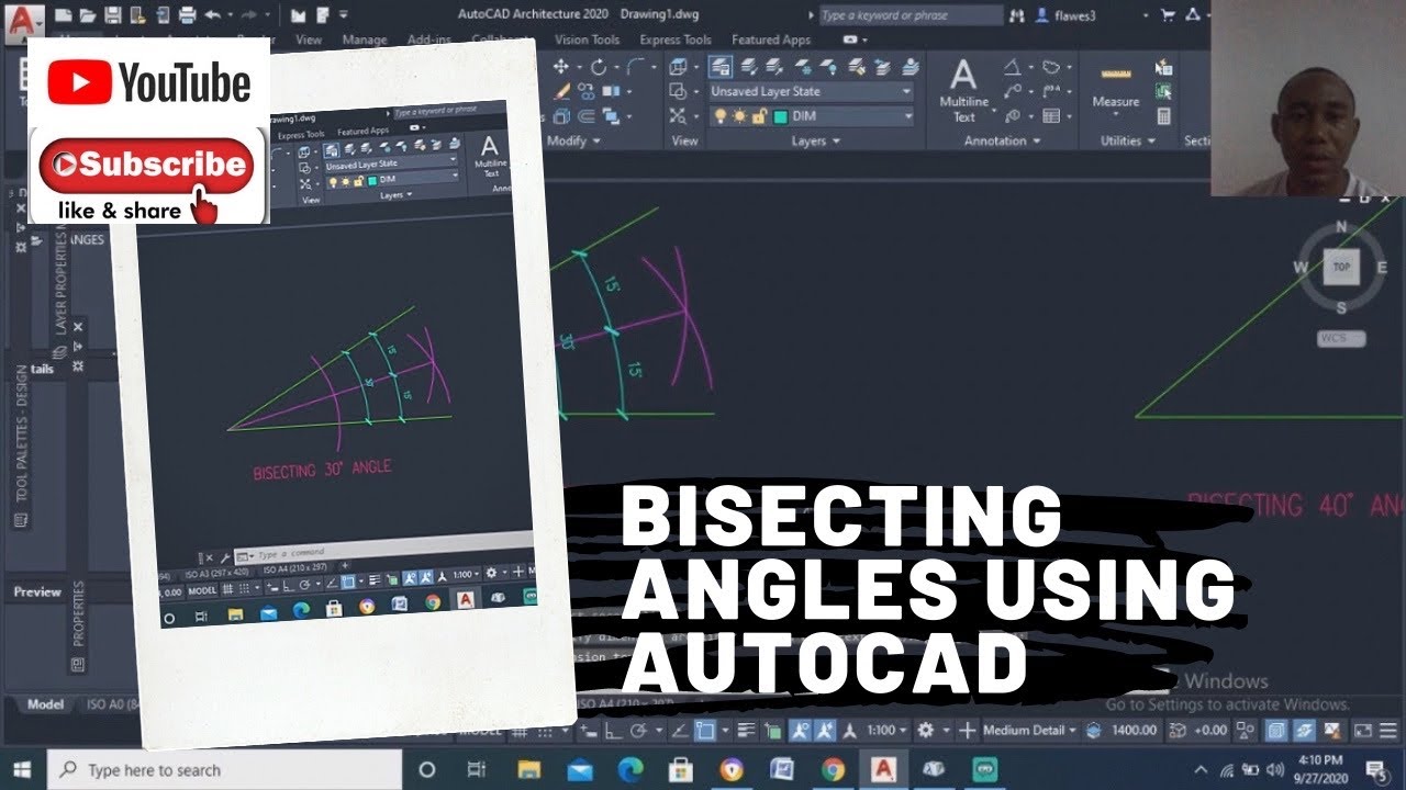 Bisecting Angles using AutoCAD - YouTube
