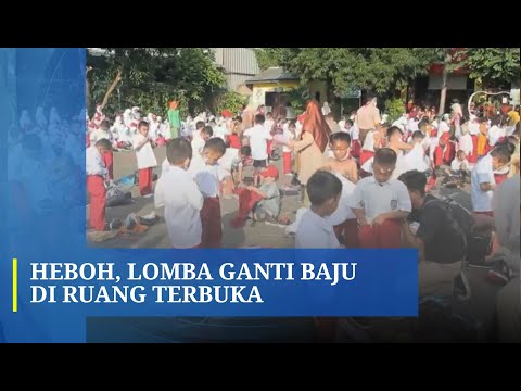 Lomba Ganti Baju Siswa-Siswi SD di Ruang Terbuka
