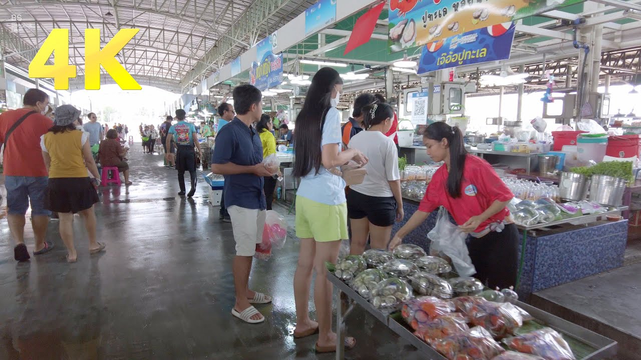 4K | Ang Sila Fish Market (สะพานปลาอ่างศิลา) selling fresh seafood ...