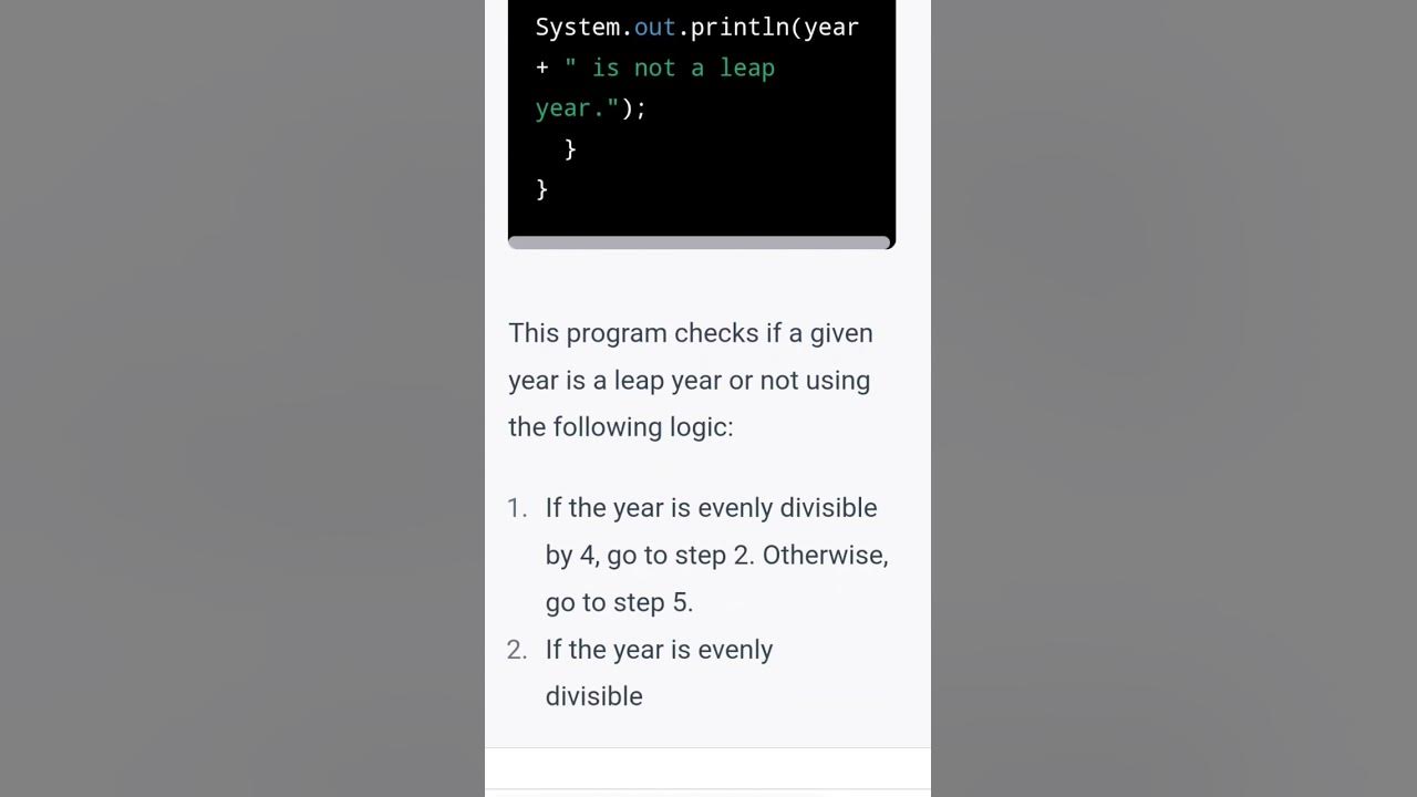 Java Program Leap Year Or Not Shorts Youtube