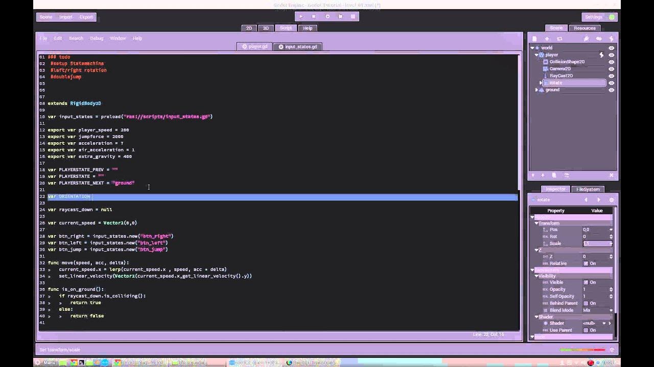 Godot Engine - Tutorial Series (05 setup a statemachine) - YouTube