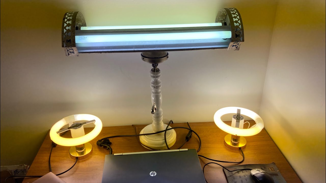 Tour of preheat fluorescent lighting in my college dorm version 2 - YouTube