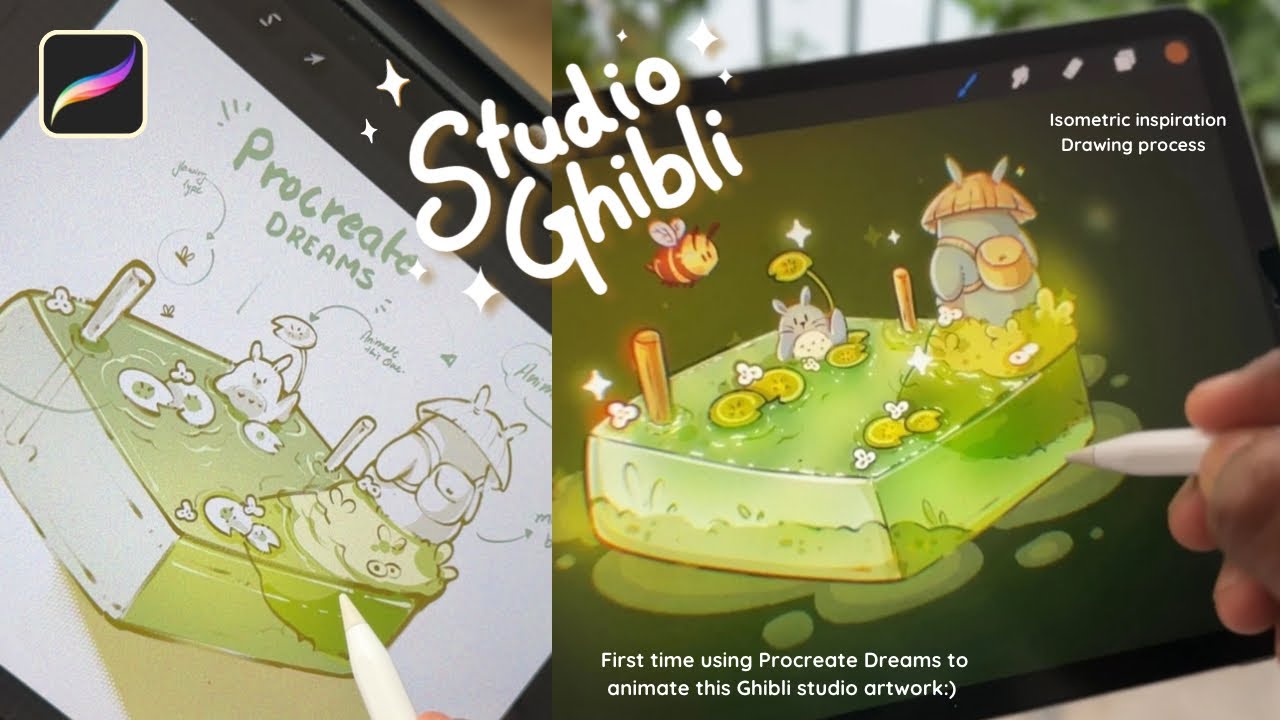 Making a Studio Ghibli painting in procreate / Cozy art process with Procreate & Procreate ...
