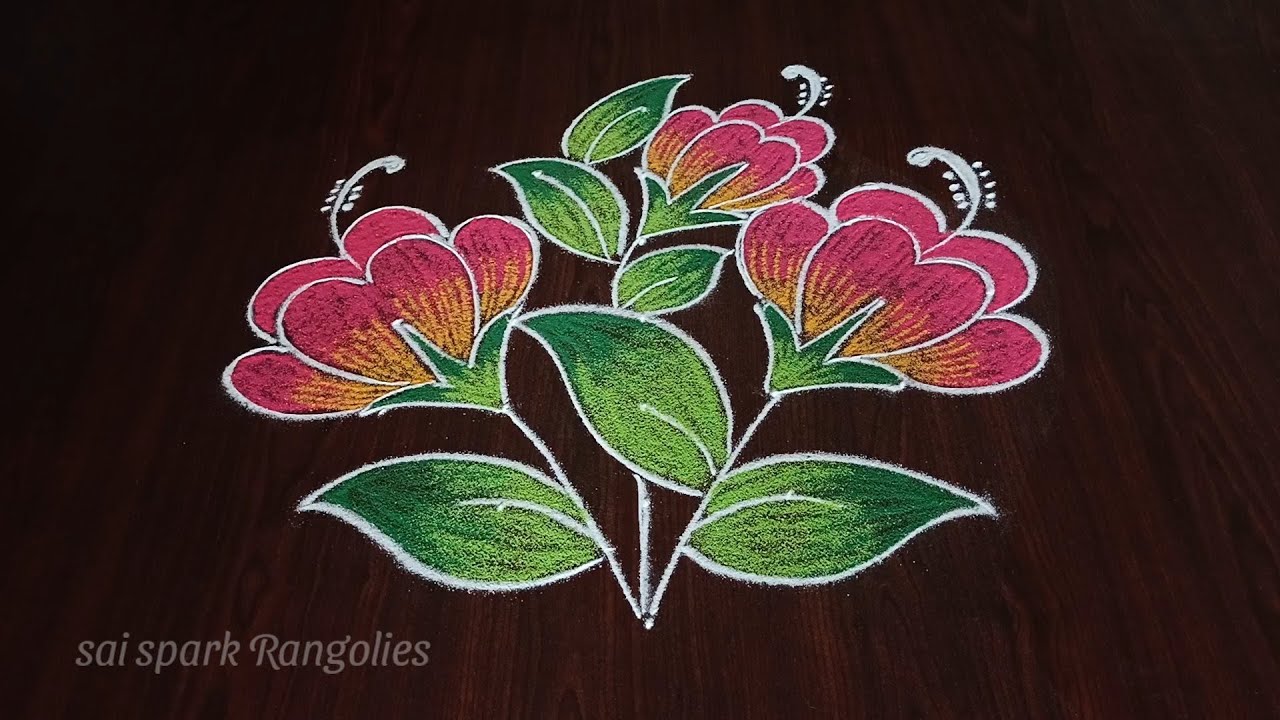 beautiful flower rangoli | easy flower kolam | new poo kolam | daily ...