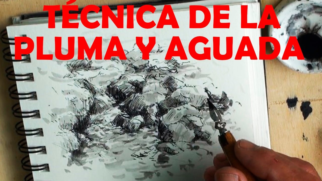 COMO DIBUJAR CON PLUMILLA Y AGUADA Riachuelo con piedras - YouTube