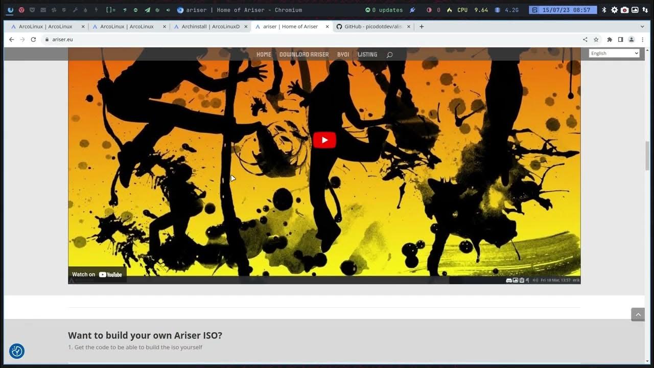 ArcoLinux : 3607 Build an Ariser iso with ArcoLinux Application Glade and install it - YouTube