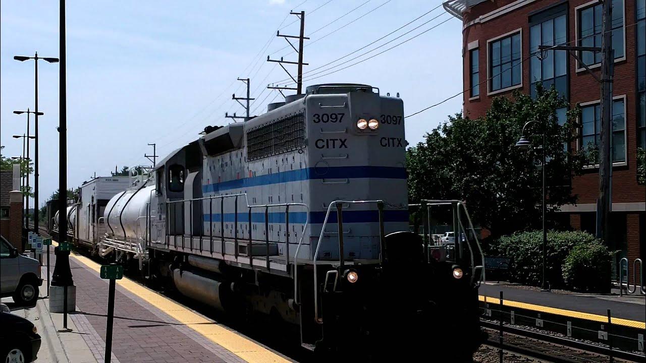 CITX 3097 with Weed Spraying train at Northbrook, IL - YouTube