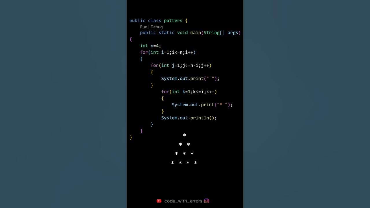 Java program 🔥to print pattern #coding #java #javaprogramming #youtubeshorts #shorts #youtube ...