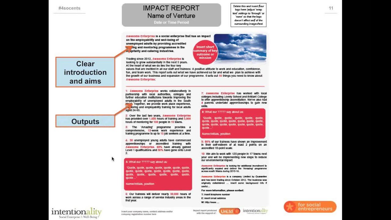 UnLtd Webinar: How to create a one page impact report - YouTube