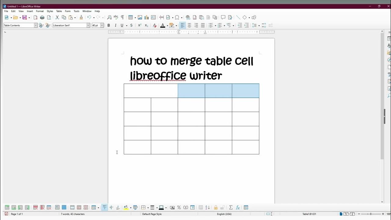 How to merge table cell libreoffice writer | how to merge cell in table libreoffice writer - YouTube