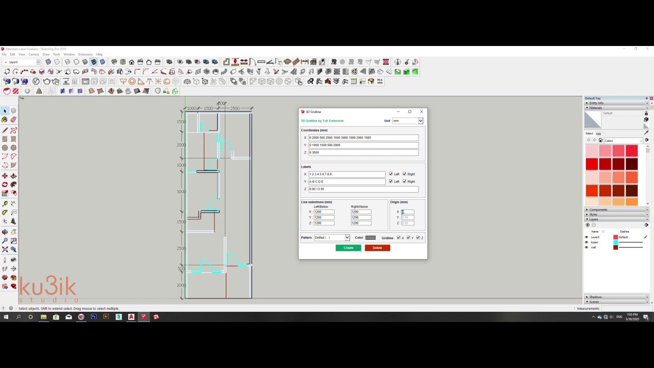 Membuat Label Gridline di Sketchup - YouTube