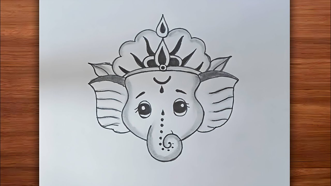 How to draw Ganesh ji face | Ganesha face drawing | Easy pencil drawing ...