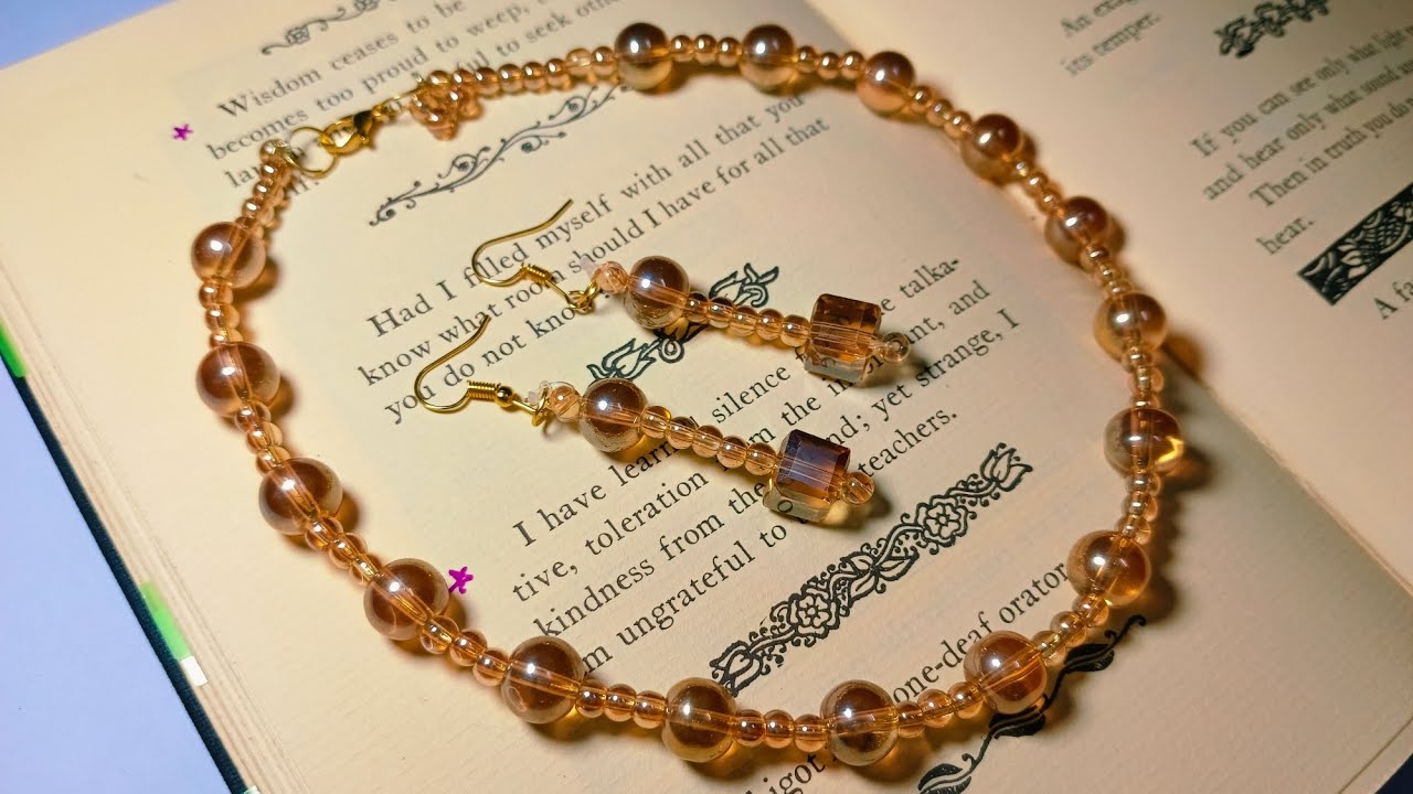 Beaded Necklace and Earrings/ Handmade jewellery making with beads ...