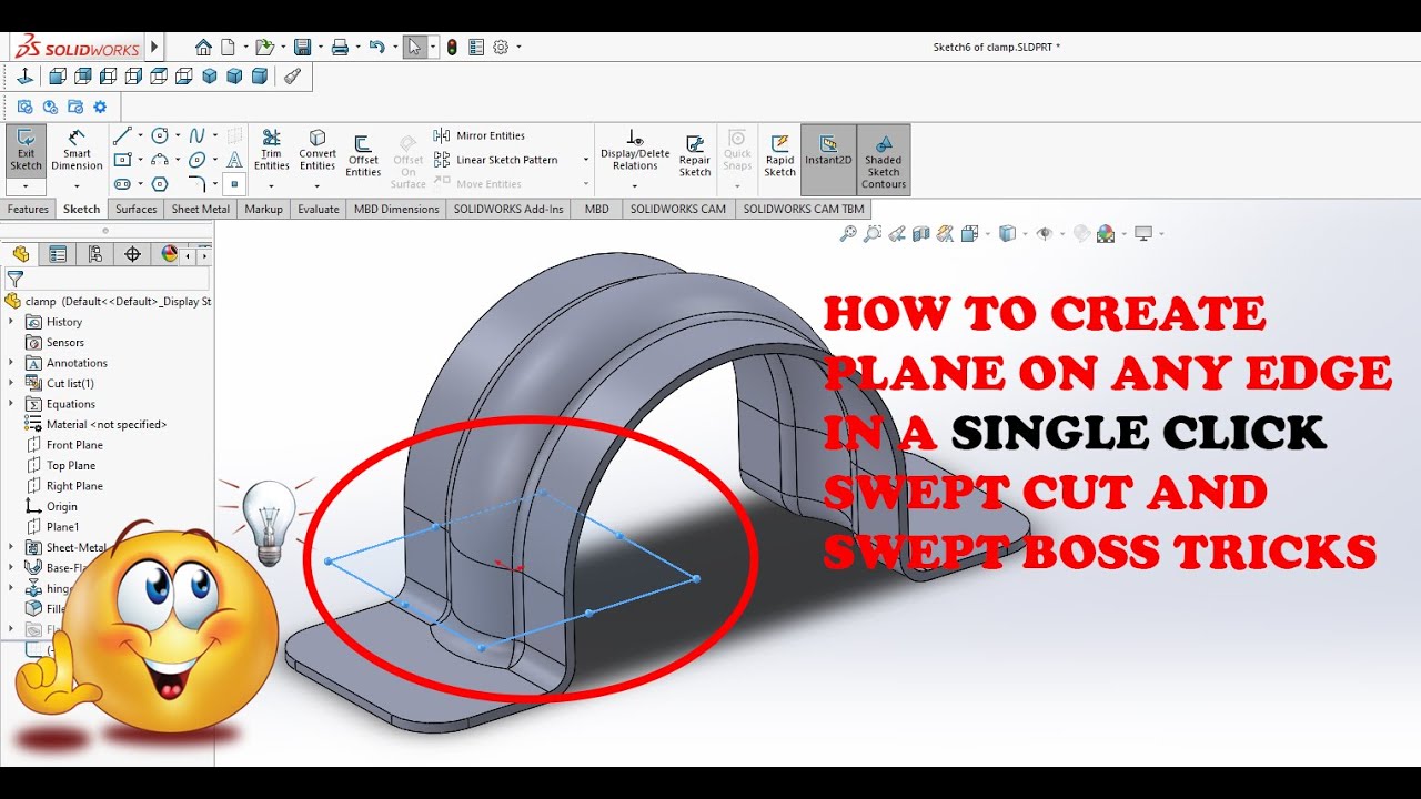 SOLIDWORKS TUTORIAL #115 |HOW TO USE SWEPT BOSS BASE IN SOLIDWORKS ...