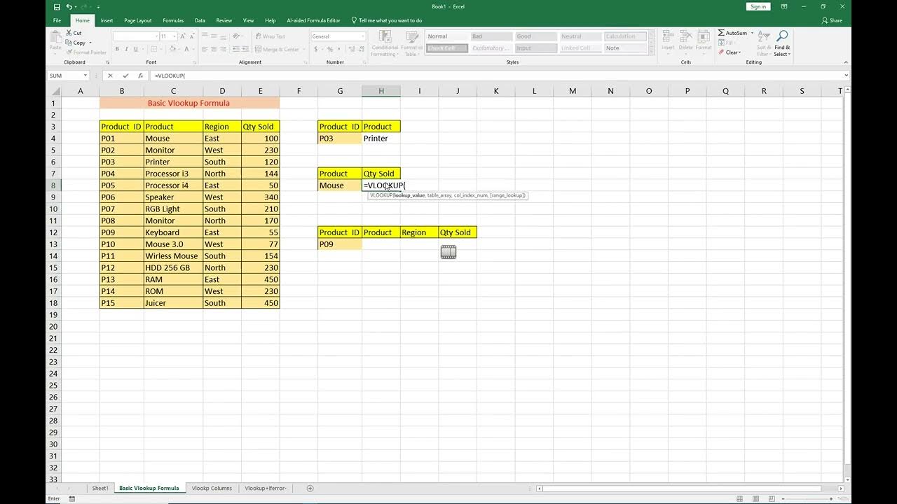 Basic Vlookup Formula - YouTube