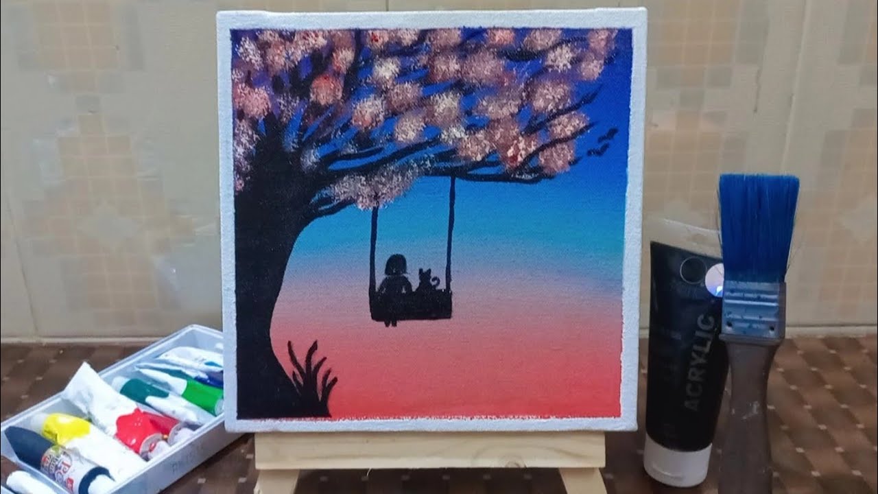 easy painting ideas||canvas painting#yt #planet.of.art - YouTube