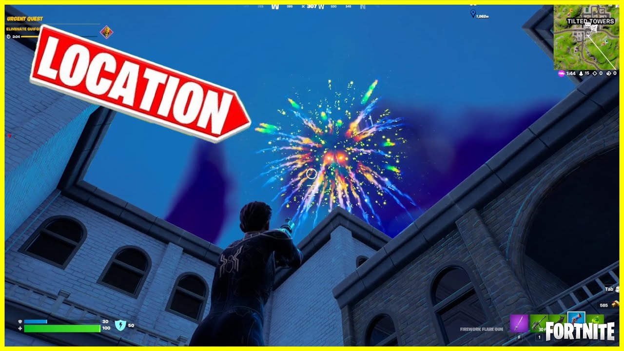 Fire off the Firework Flare Gun at Mighty Monument or Tilted Towers [1 ...