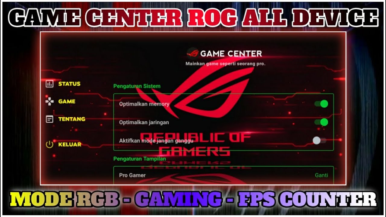 ROG GAME CENTER UNTUK MENGATASI LAG RAM 1 - 3 GB - YouTube