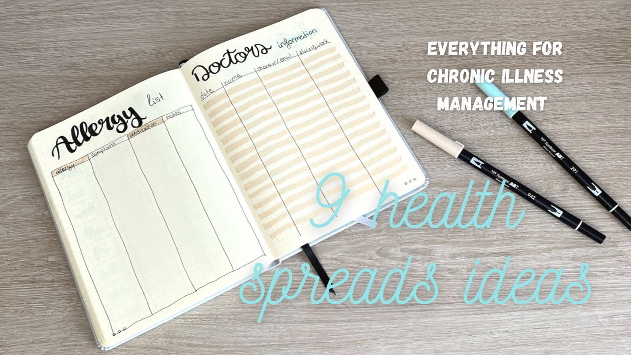 9 bullet journal pages ideas for chronic illness and health !! - YouTube