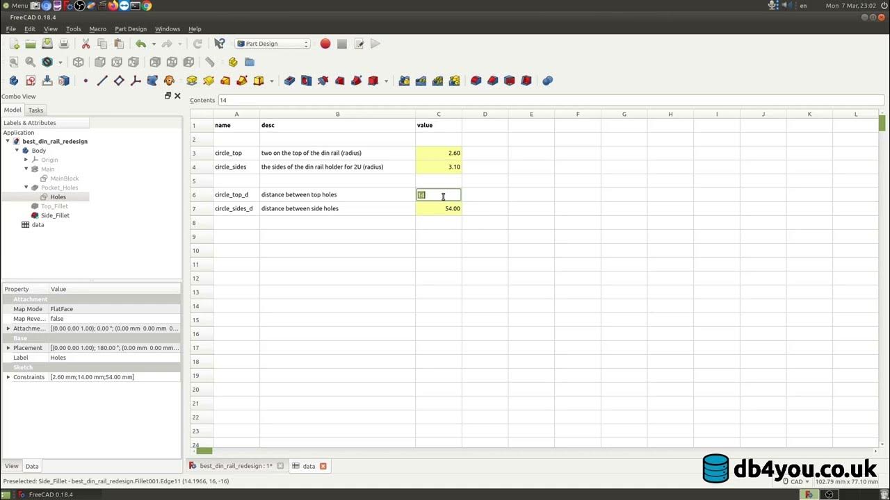 FreeCAD Spreadsheet in practice - YouTube