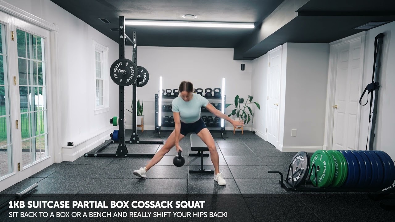 1KB Suitcase Partial Box Cossack Squat - YouTube