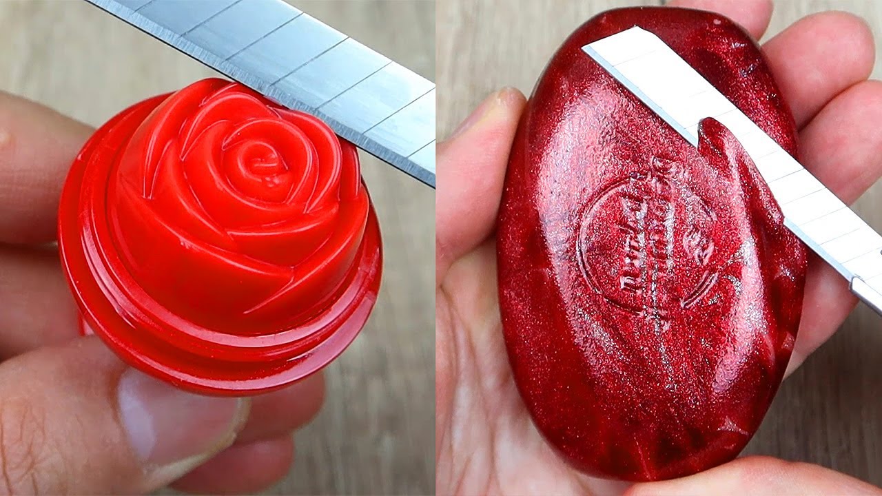 Relaxing Soap Cutting ASMR. Satisfying Soap and lipstick cutting. Corte ...