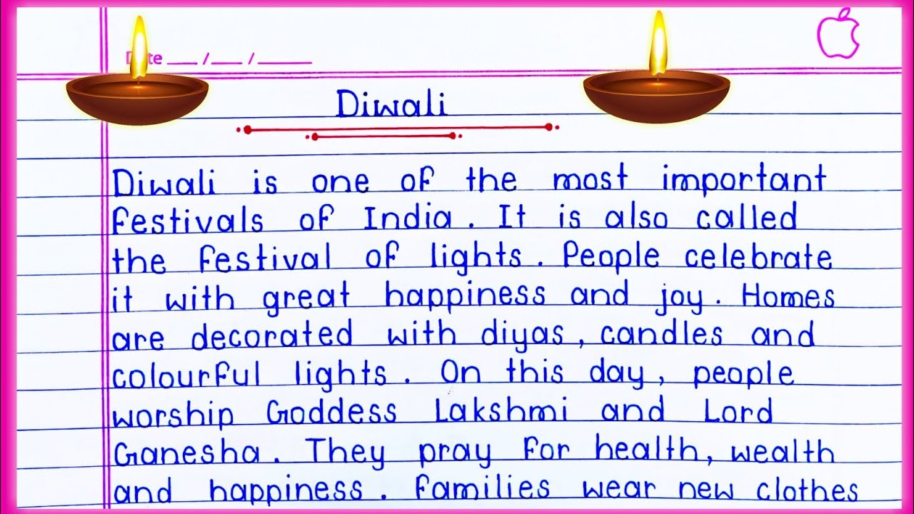 Essay on Diwali in English | Diwali festival essay writing | - YouTube