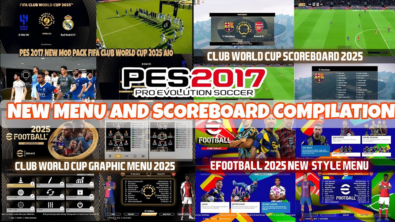 PES 2017 🔥NEW GRAPHIC MENU CLUB WORLD CUP AND EFOOTBALL 25 MENU | PES ...
