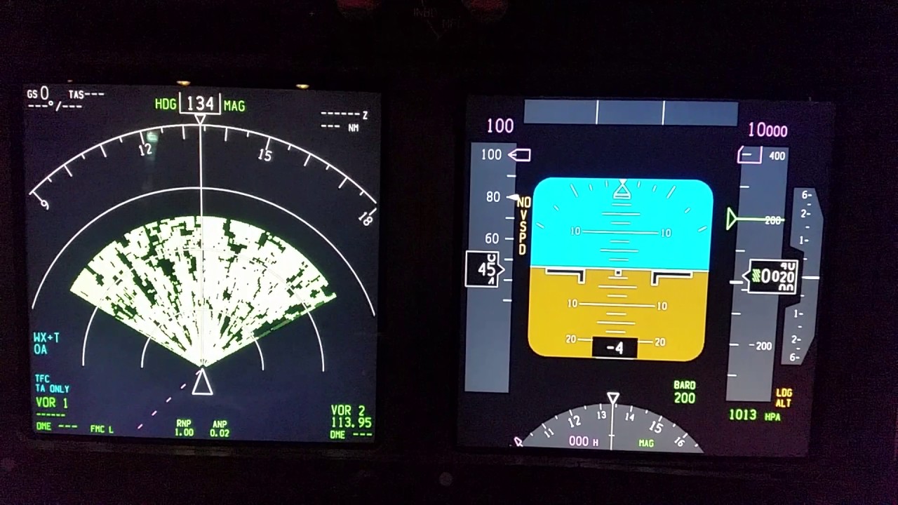 B737 weather radar on ground during light rain - YouTube