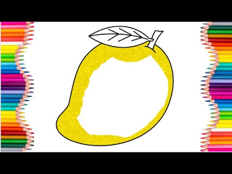 How to draw a 🥭 mango fruit || draw a mango easy ||Drawing painting ...