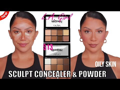 *new* L.A. GIRL PRO SCULPT CONCEALER & POWDER PALETTES + 10 HR WEAR TEST *oily skin*| MagdalineJanet
