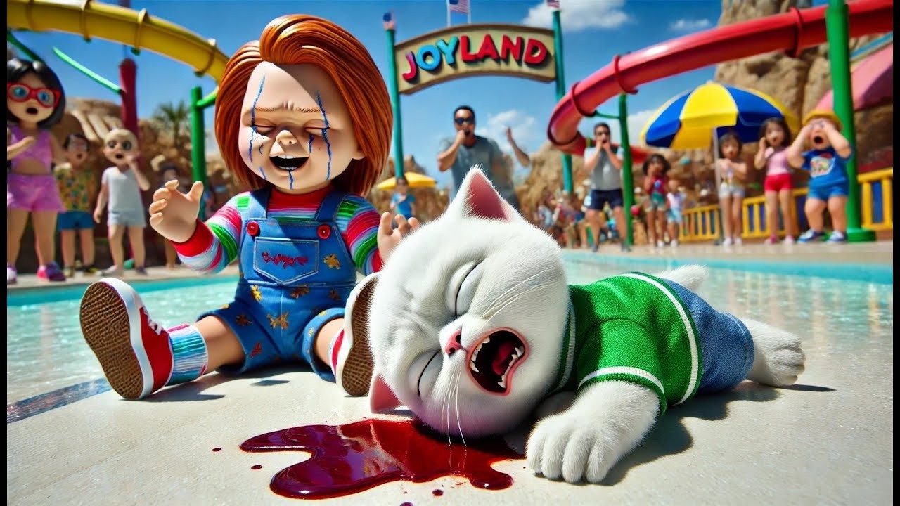 KITTEN CHUCKY ACCIDENT AT THE WATER PARK WHILE SWING 💦😿#cats #cutecat # ...