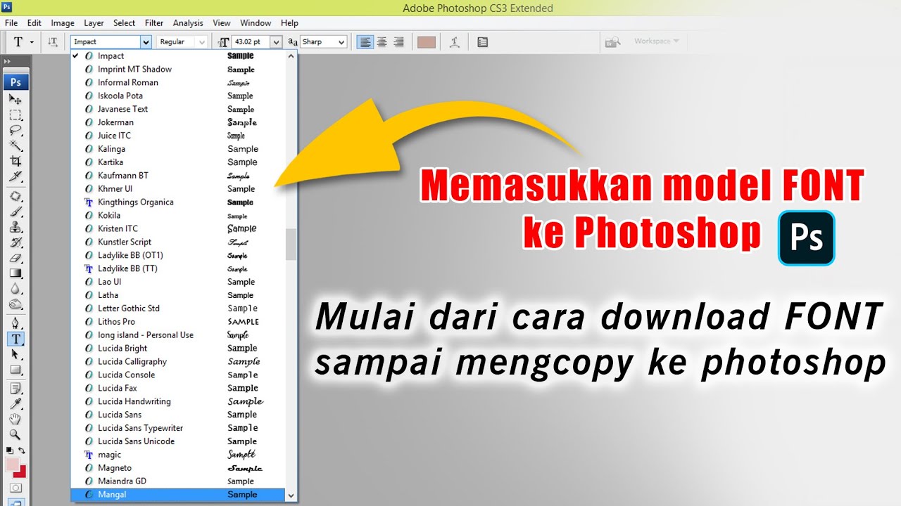 CARA MEMASUKKAN FONT / MODEL HURUF KE DALAM PHOTOSHOP / CORELDRAW - YouTube