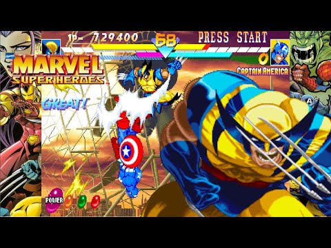 Wolverine Playthrough - Marvel Super Heroes [ARCADE][HD]