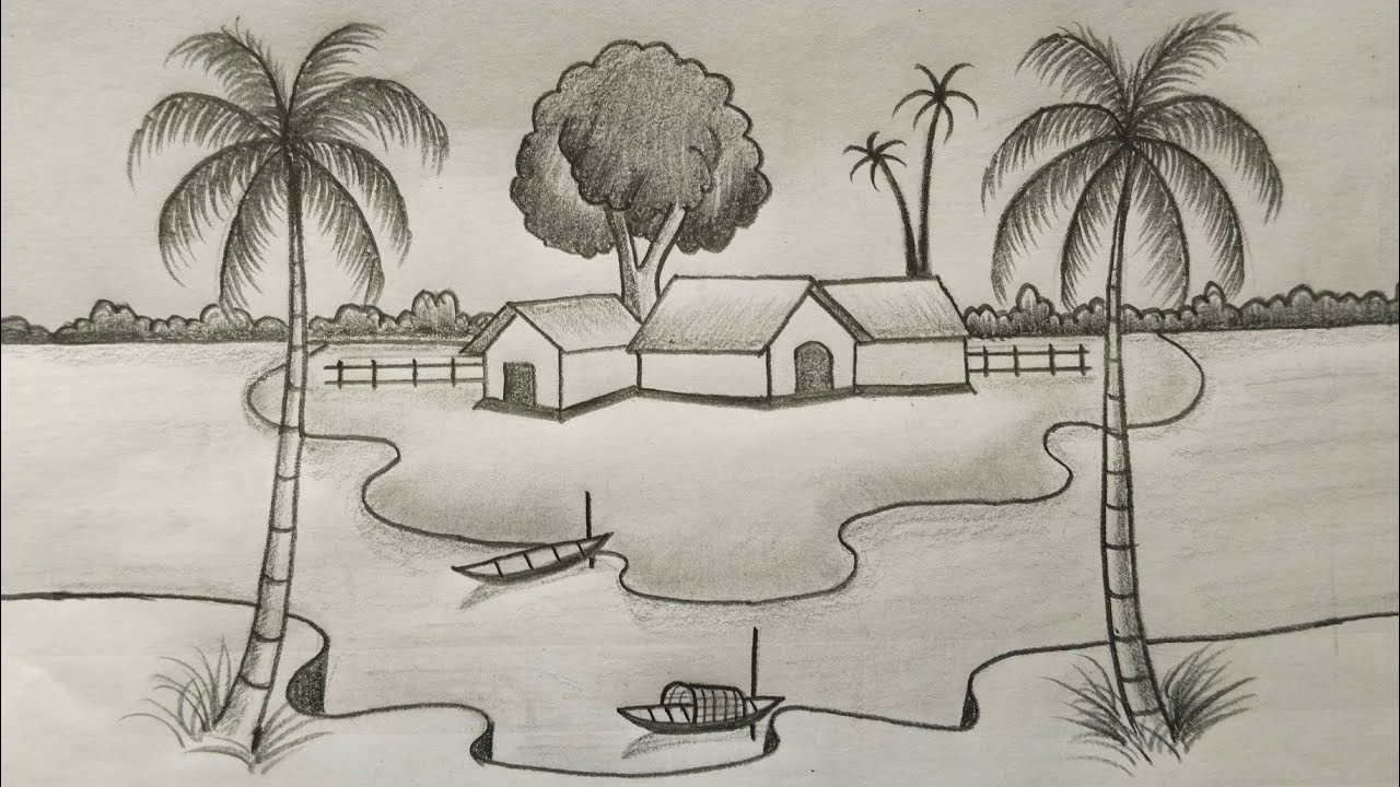 Beautiful and easy River side House 🏡.. very Easy and simple art.. easy ...