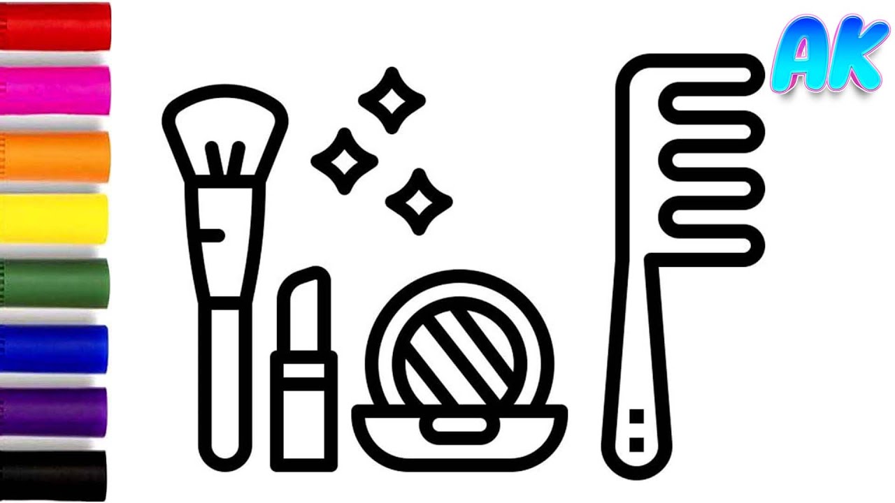 Makeup Set Drawing, Coloring and Painting for Toddlers & kid's | How to ...