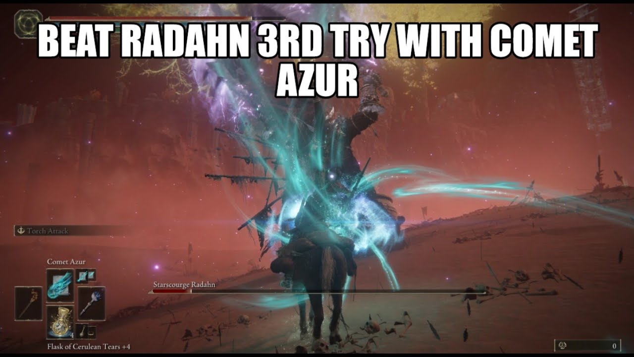 Beat Radahn 3rd try with comet Azur Elden Ring - YouTube