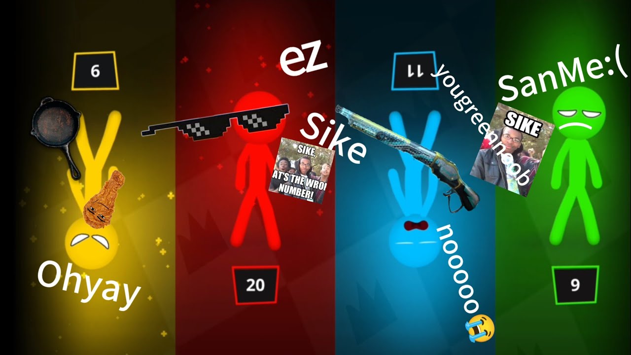 Stickman Party GamePlay lol When red wins over blue green and yellow ...