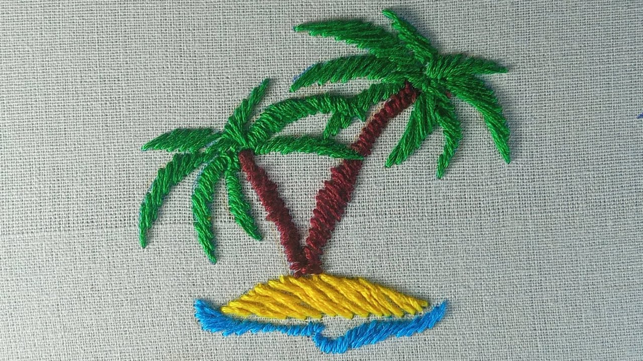 Palm Tree Hand Embroidery, Easy and Beautiful for Beginners. - YouTube