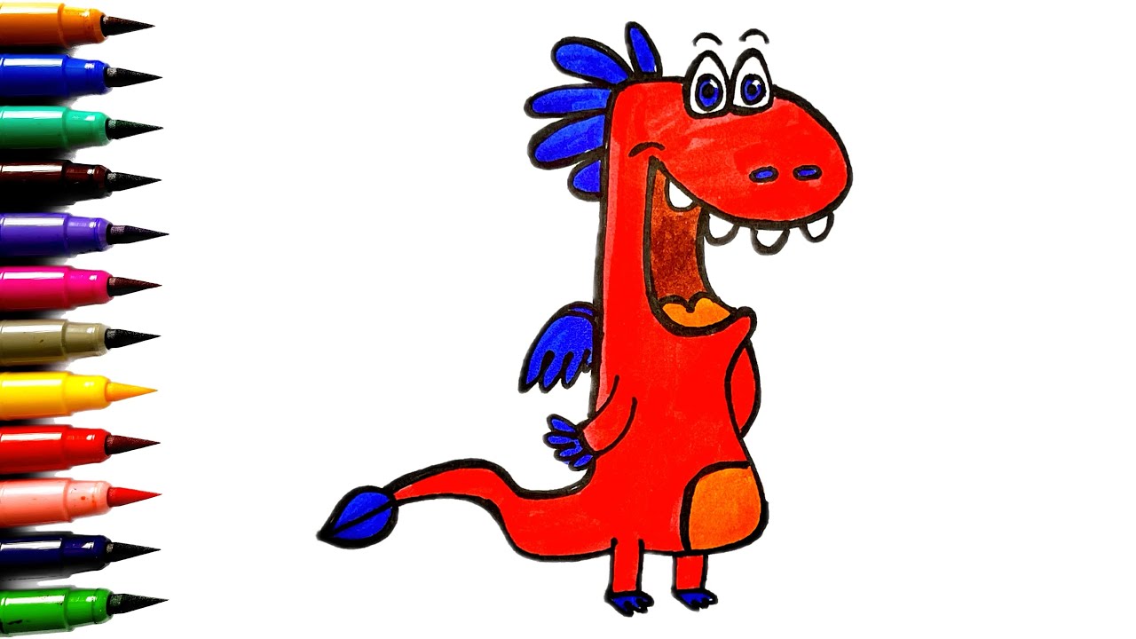 Cartoon Drawing | Cute Dragon | How to Draw Cute Cartoon | Easy Drawing ...