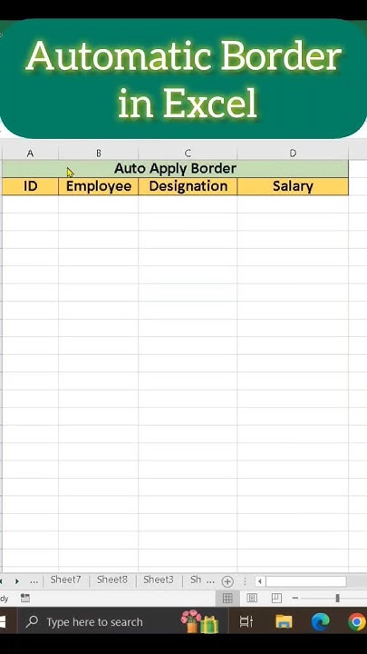 😎Add Automatic Border to cells #shorts #excel #exceltips #msexcel - YouTube