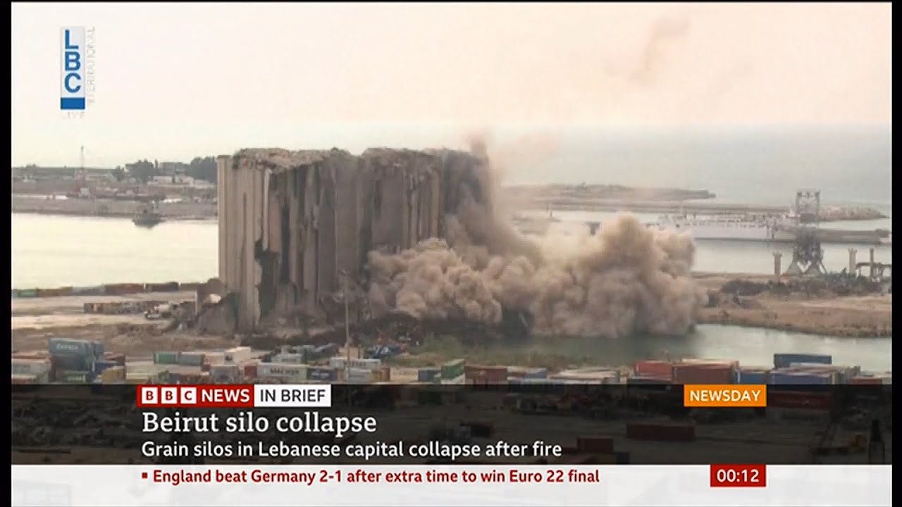 Beirut gran silo fire and collapse at the port (3) (Lebanon) - BBC News ...