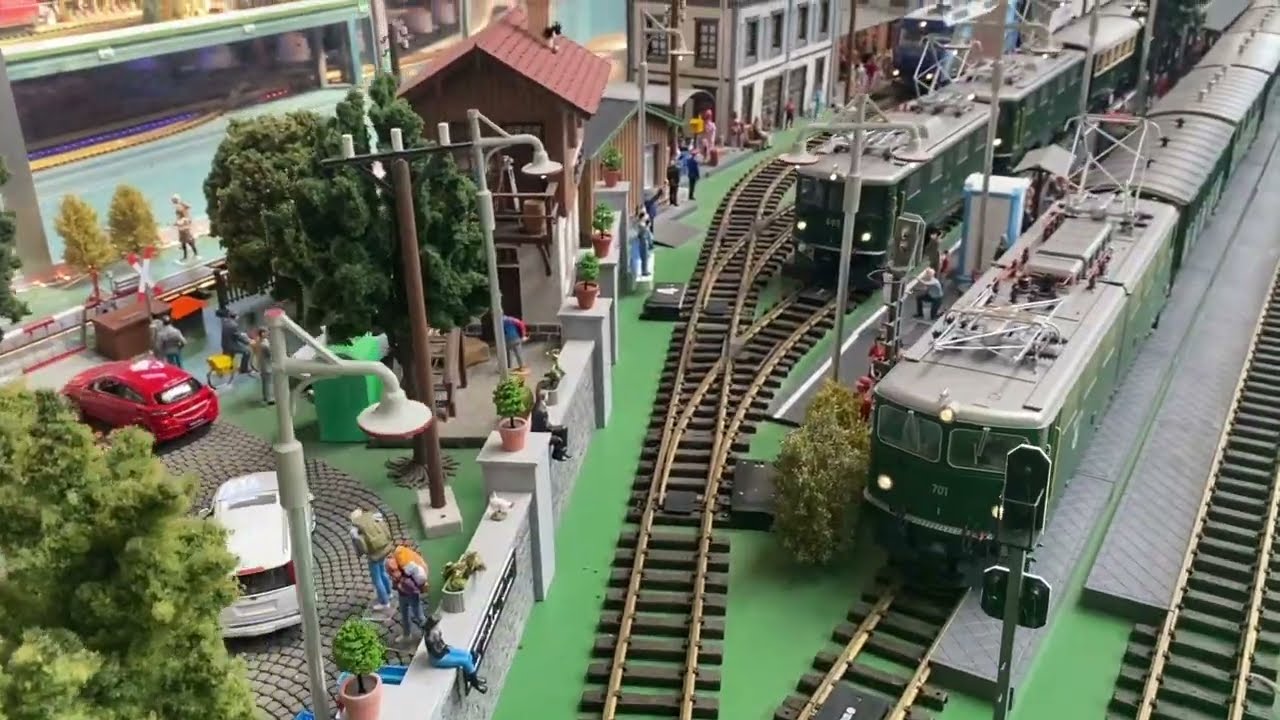 One of the best railroad mockups with train and locomotive models in a ...